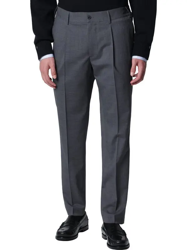 SANTANIELLO Dark Wool Blend Trousers - Grey
