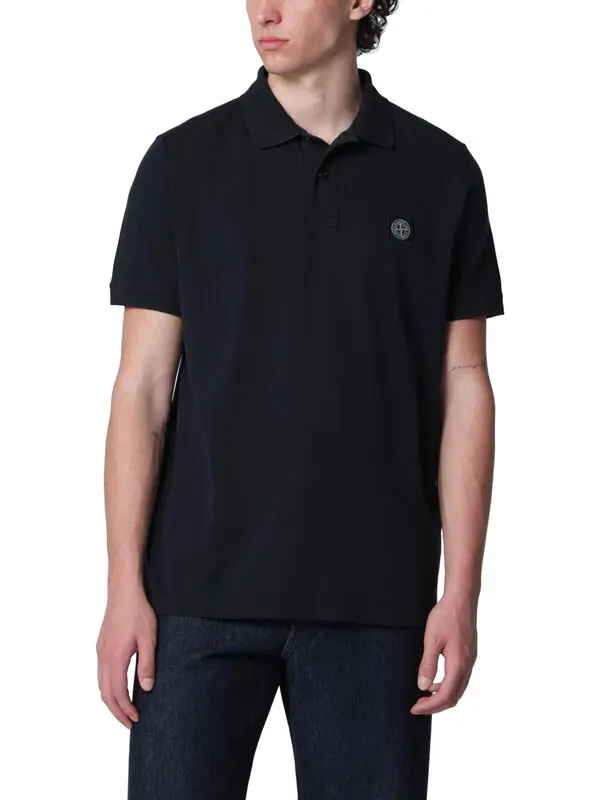 Stone Island Navy Polo With Compass Logo Patch - Blue