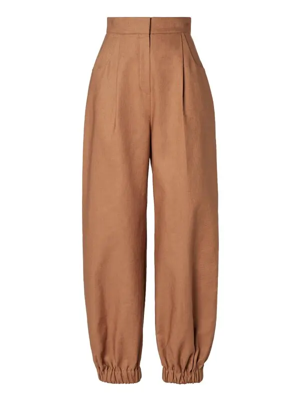 Fendi Linen And Cotton Trousers - Brown