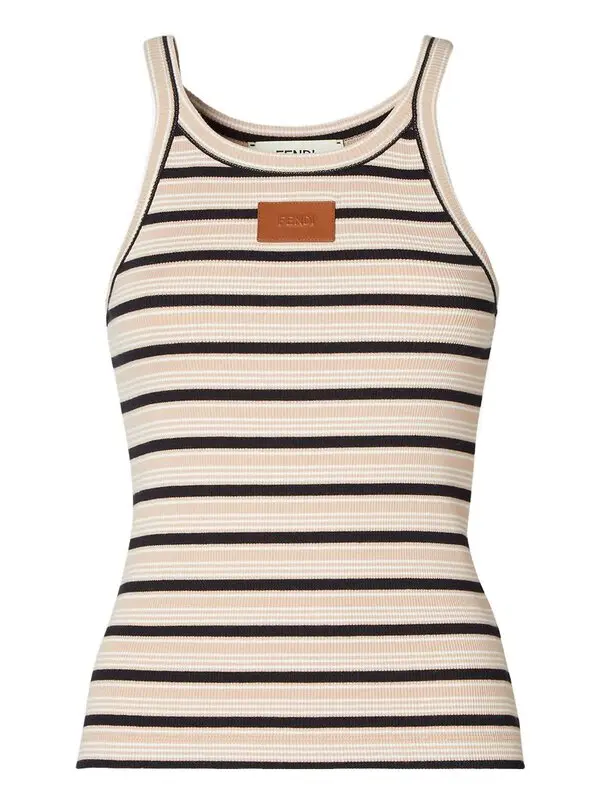 Fendi Rib Knit Striped Sleeveless Top - Multicolour