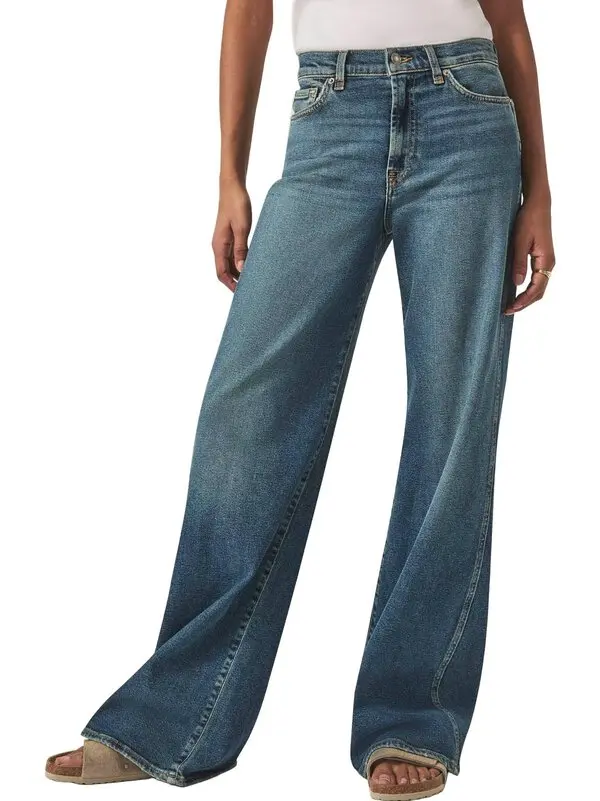 Splendid Medium Wash Slim Palazzo Jeans - Ocean