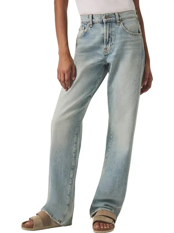 Splendid Straight Leg Worn Hem Jeans - Dusty Oasis