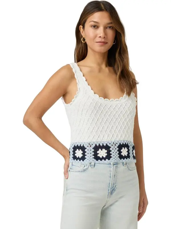 Splendid Sonia Crochet Sweater Tank - White