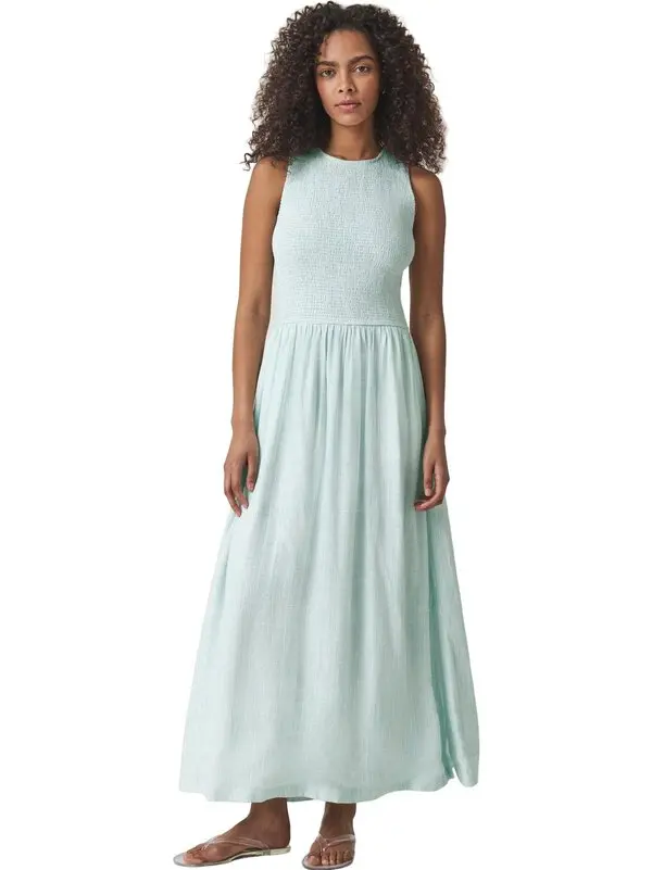 Splendid Malibu Stripe Smocked Maxi Dress - Mint Stripe
