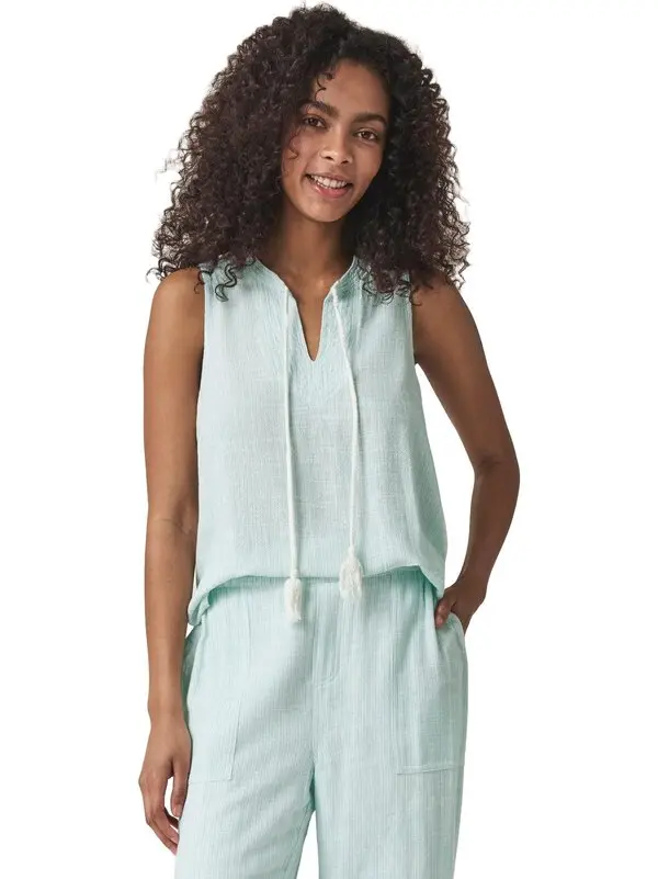 Splendid Layla Linen Blend Stripe Tank - Mint Stripe