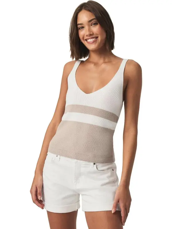 Splendid Octavia Block Stripe Sweater Tank - Fawn Block Stripe