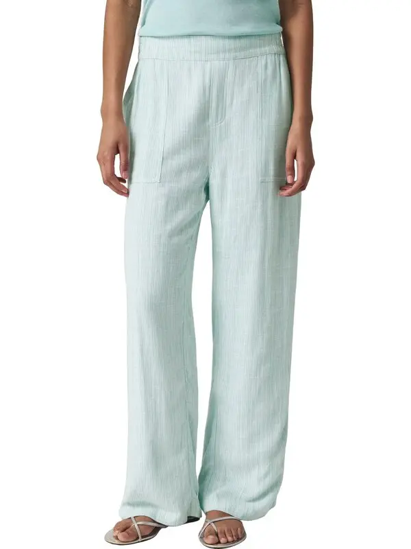 Splendid Layla Linen Blend Wide Leg Pants - Mint Stripe