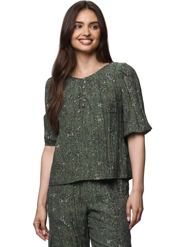 Splendid Versailles Floral Puff Sleeve Blouse - Vine Floral Print