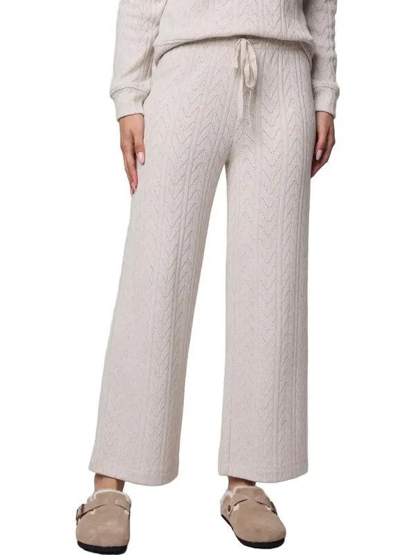 Splendid Sweatersoft Chevron Pointelle Wide-leg Pants - Black