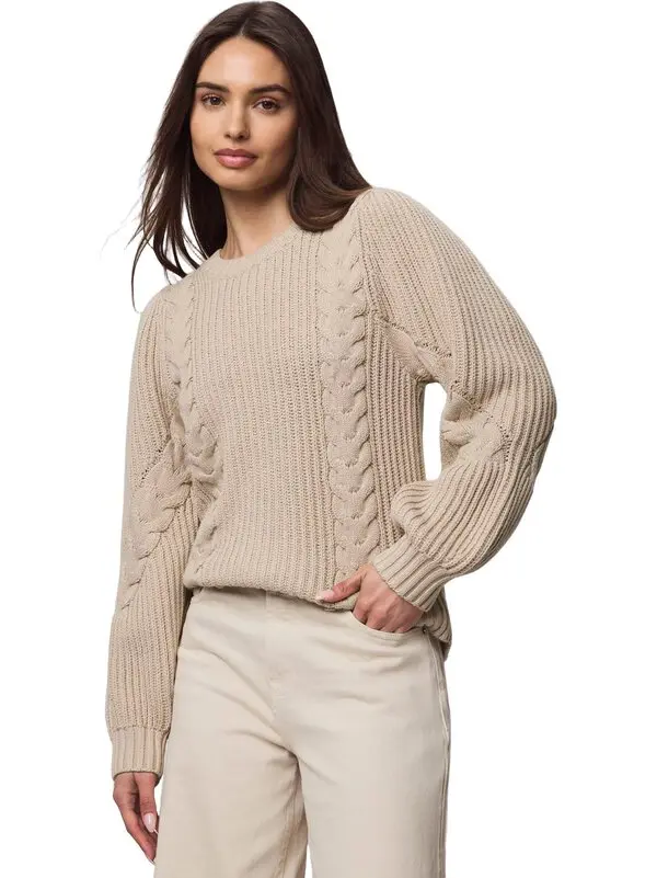 Splendid Sophie Cable Knit Sweater - Light Camel
