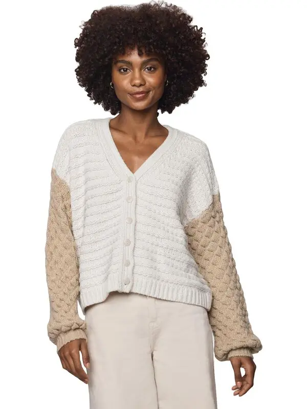 Splendid Maria Bobble Cardigan - Pale Oak Heather/light Cedar Heather