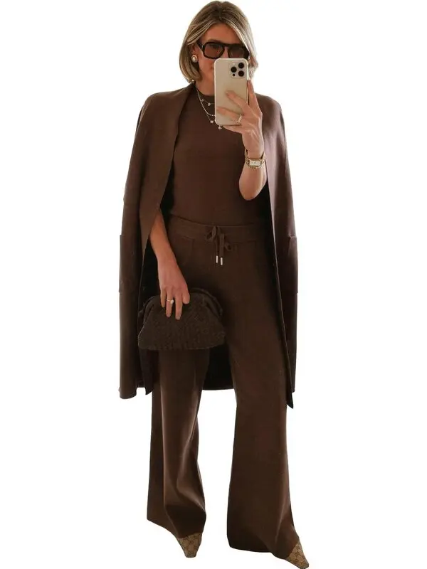 Splendid X @cellajaneblog Sweater Wide Leg Pant - Truffle