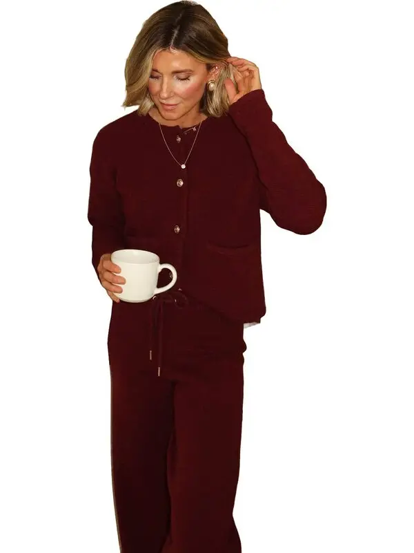 Splendid X @cellajaneblog Button Up Cardigan In Boucle - Rosewood