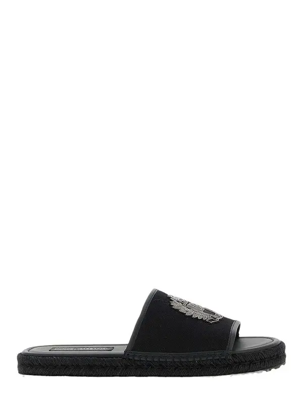 Dolce & Gabbana Cross-stitch Espadrille Slides - Black