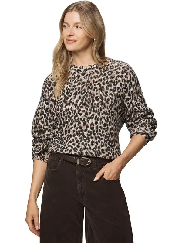 Splendid Delaney Leopard Print Sweater - Snow Leopard Print