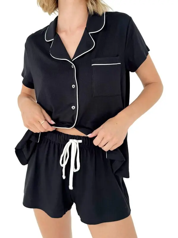 Splendid Pillowsoft Short Set - Black/white