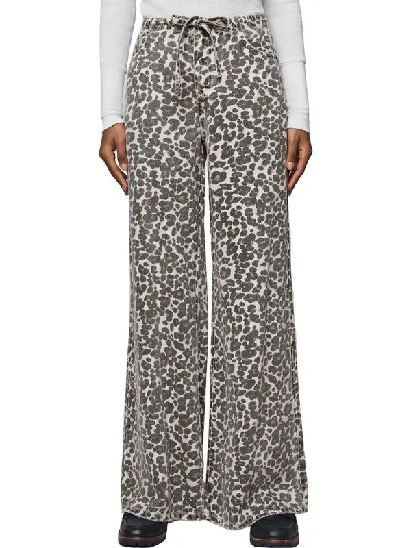 Splendid Lounge Denim Wide Leg Pants - Leopard Print