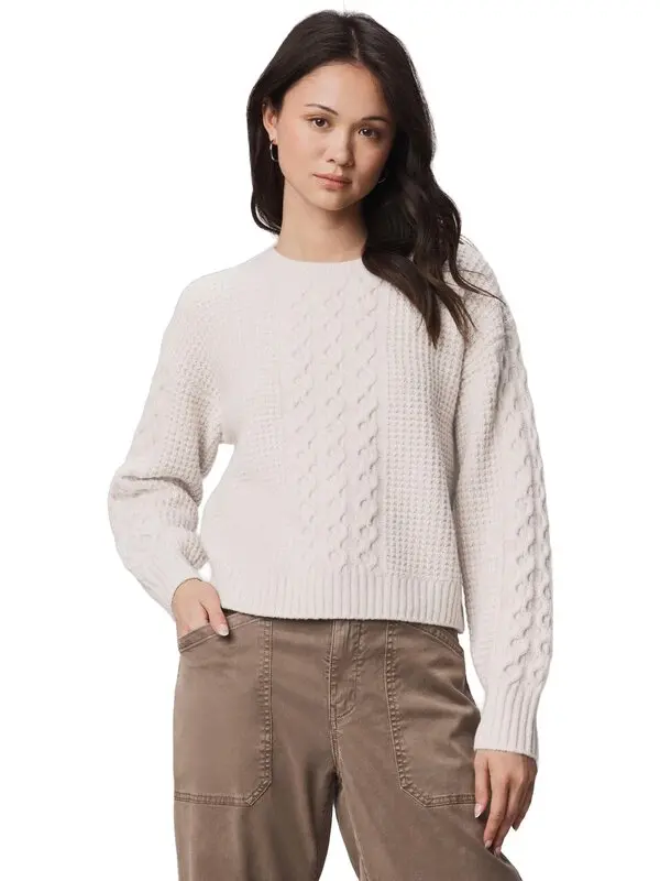 Splendid Celeste Cable Knit Sweater - Light Cedar Heather