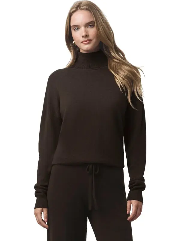 Splendid Tori Cashmere Turtleneck Sweater - Soft Chocolate