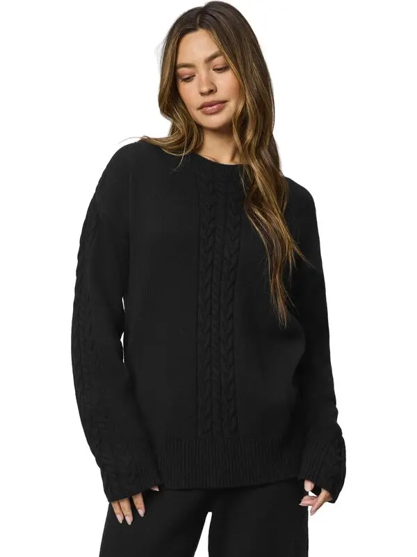 Splendid The Jet Set Crewneck Sweater - Black