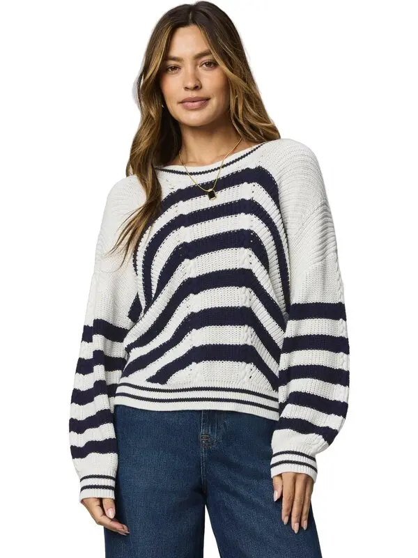 Splendid Vienna Chevron Sweater - White/navy