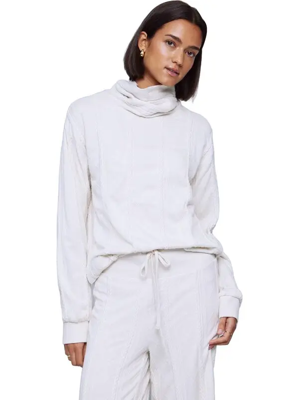 Splendid Cable Lounge Turtleneck Top - Black