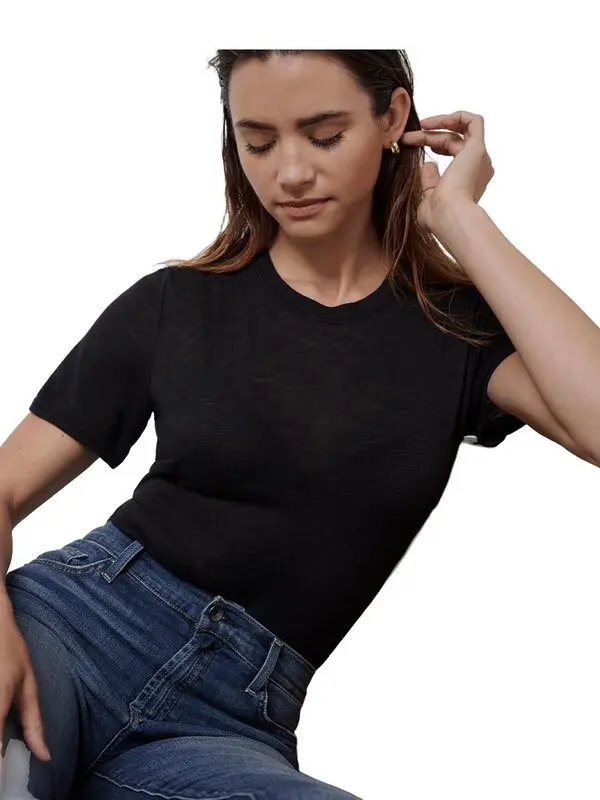Splendid Zoe Slub Crew Neck Tee - White