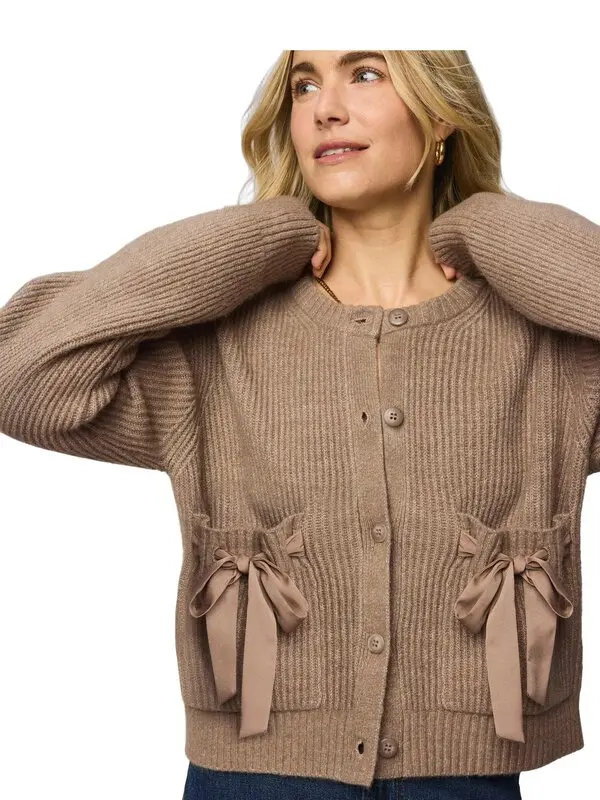 Splendid Stassi Satin Tie Cardigan - Pale Oak Heather