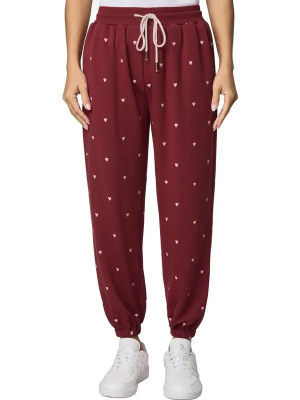 Splendid Love Lounge Embroidered Joggers - Black/ivory