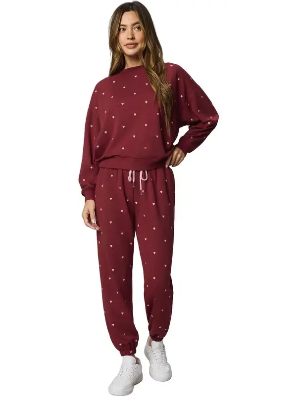 Splendid Love Lounge Embroidered Pullover - Cherry On Top/white Rose