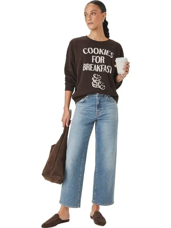 Splendid Cookies For Breakfast" Graphic Crewneck - Soft Chocolate
