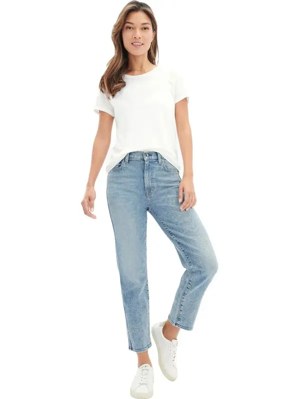 Splendid High Waist Crop Straight Leg Jeans - Vintage Stone Wash