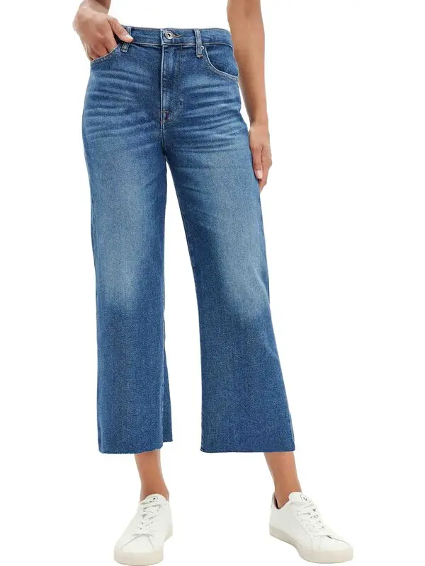 Splendid High Waist Cropped Wide Leg Jeans - Vintage Blue