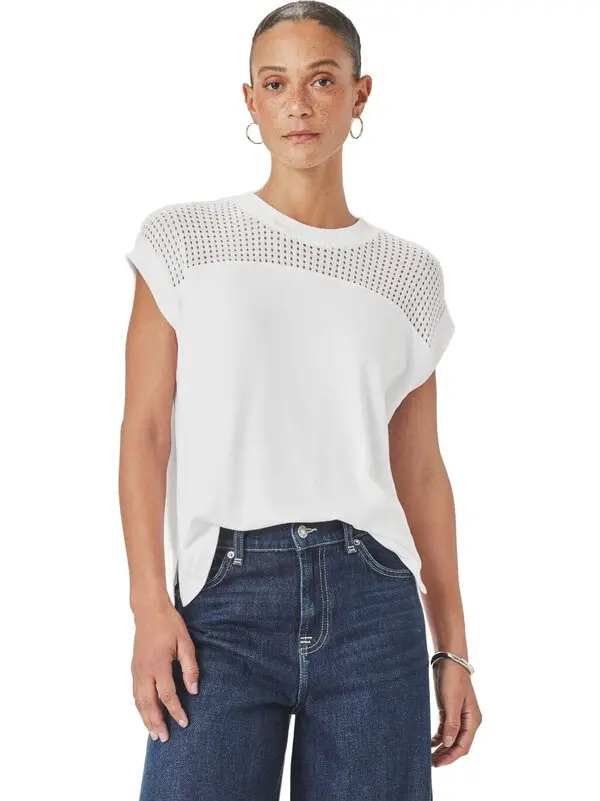 Splendid Supersoft Jada Sleeveless Top With Pointelle Trim - Black