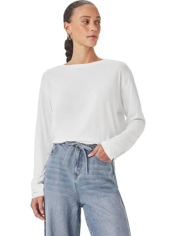 Splendid Lila Long Sleeve Cotton Tee - White