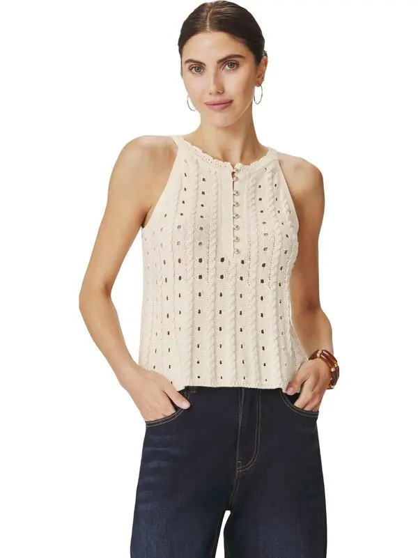 Splendid Foster Knit Tank With Silver Buttons - Shell