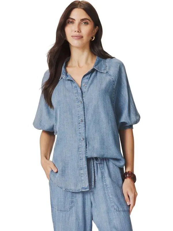 Splendid Talia Puff Sleeve Chambray Button-down Shirt - Indigo