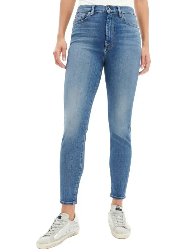 Splendid High Waist Ankle Skinny Jeans - Washed Blue