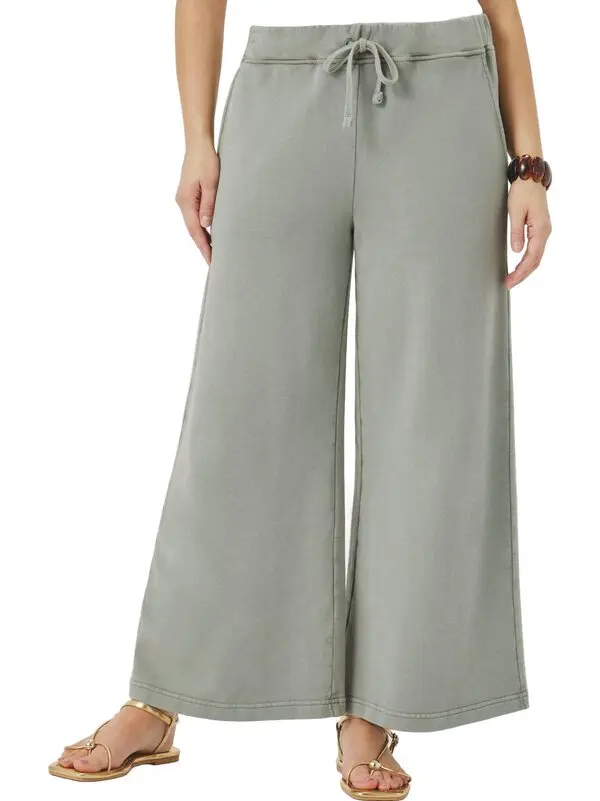 Splendid Greta Terry Cropped Wide Leg Pants - Shell