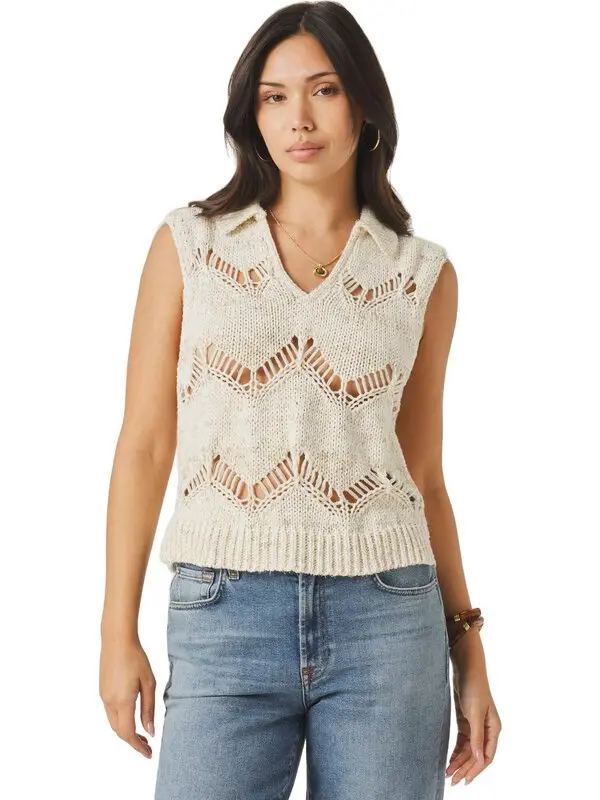 Splendid Lennox Collared V-neck Knit Vest - Honeysuckle Multi