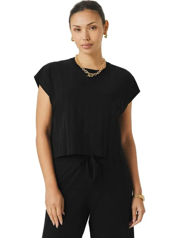 Splendid X @cellajaneblog Wide Rib Top - Black