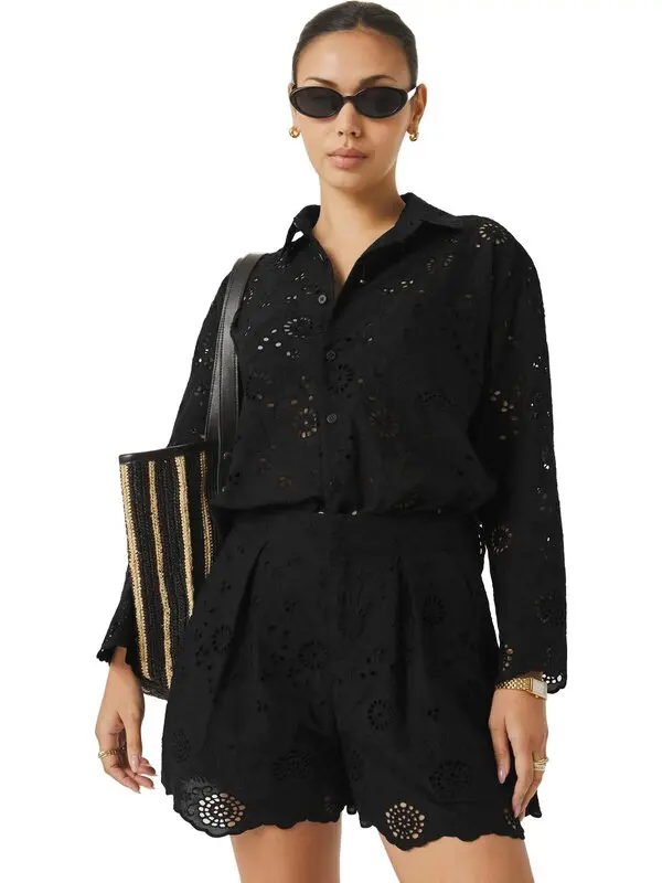 Splendid X @cellajaneblog Eyelet Shorts - Black