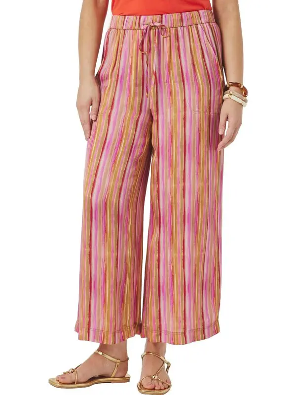 Splendid Angie Watercolor Stripe Wide Leg Palazzo Pants - Fuchsia Multi Stripe