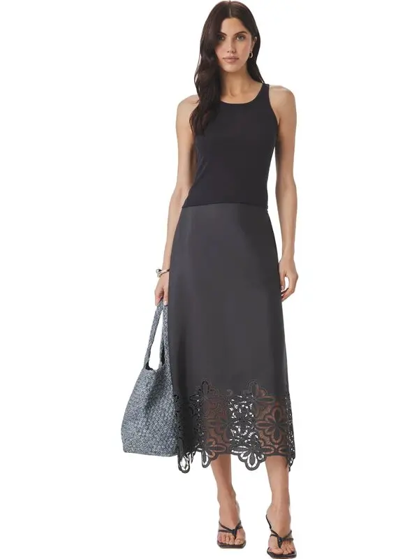 Splendid Pia Eyelet Lace Midi Skirt - Lead