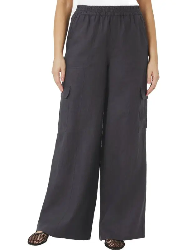 Splendid Stella Linen Wide Leg Cargo Pants - White