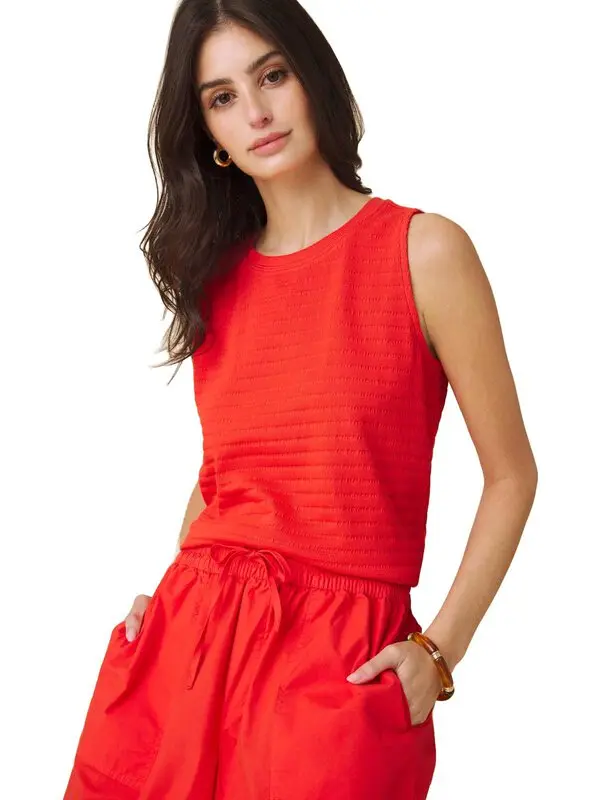 Splendid Shelly Smocked Tank Top In Textured Knit - Firework