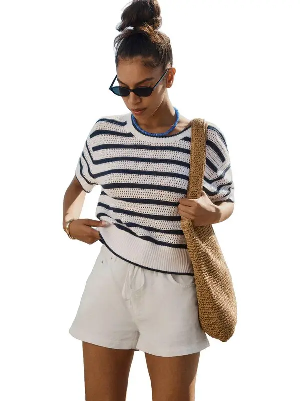 Splendid Beckham Stripe Sweater - White/navy