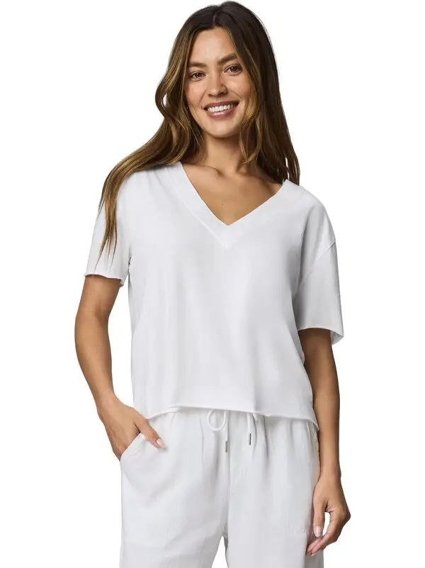 Splendid Kacey V-neck Jersey Tee - White