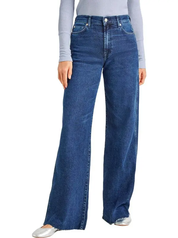 Splendid Light Wash Raw Hem Straight Leg Jeans - Serenade Light Wash