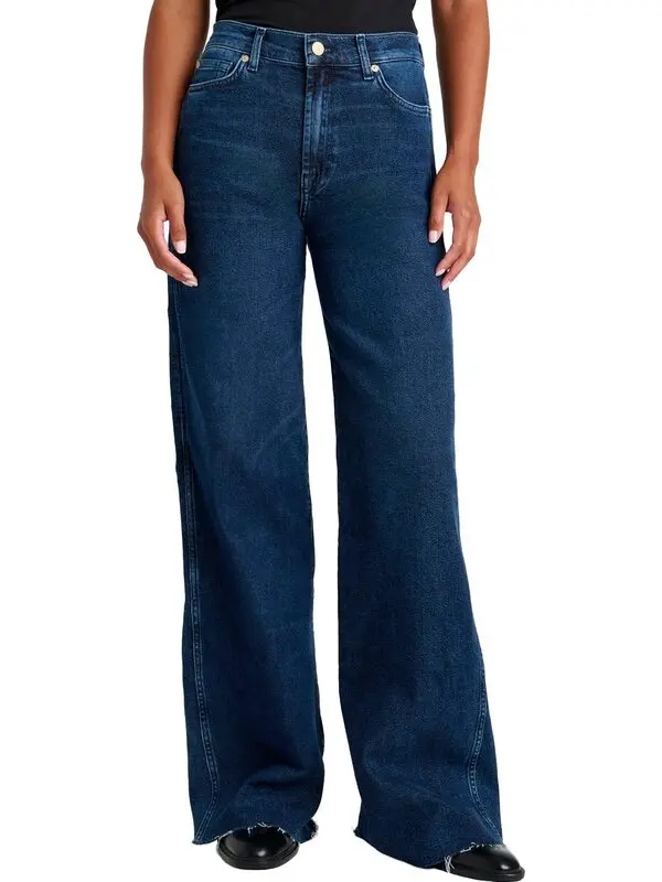 Splendid Slim Palazzo Raw Hem Jeans - Paradise Cove Dark Wash
